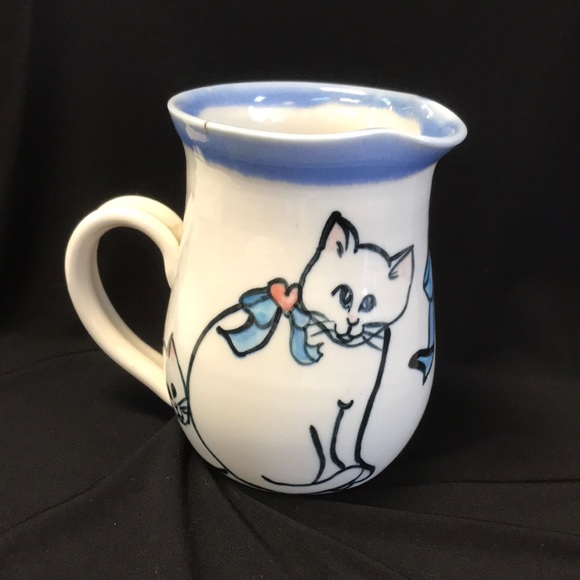 Accents | Signed Studio Pottery Pitcher With Cats | Poshmark